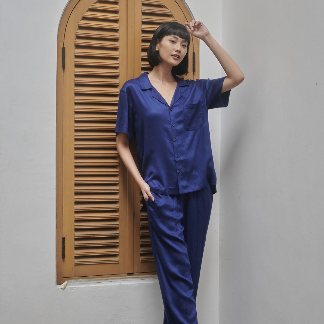 Navy Blue - Unisex Piyama Set Sleek Cotton | Sleep Project Indonesia